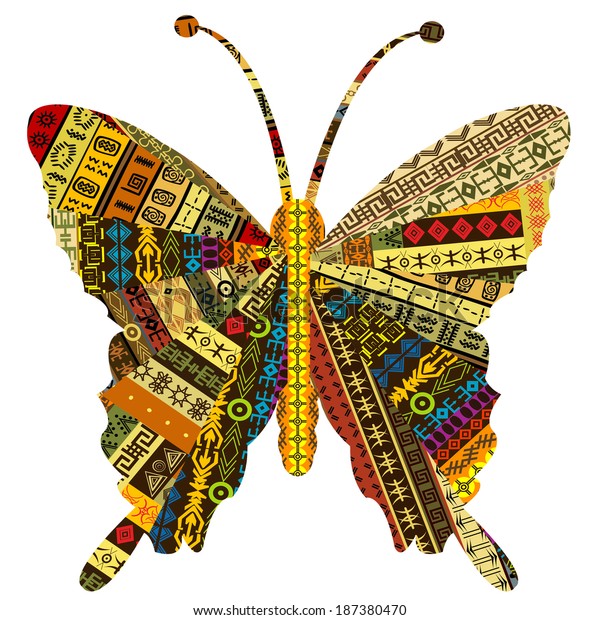 Patchwork Fabric Butterfly Stock Illustration 187380470 | Shutterstock
