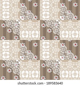 Patchwork Seamless Lace Floral Pattern On Stock Illustration 189583640 ...
