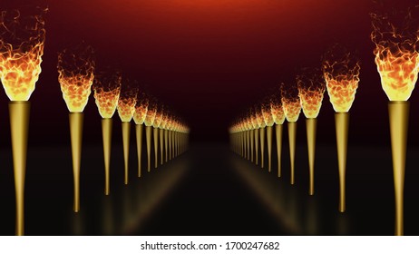 Pathway Light Fire Torch Flame Burning Stock Illustration 1700247682 ...