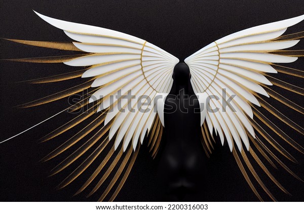 Pattern Angel Wings On Black Background Stock Illustration 2200316003 ...