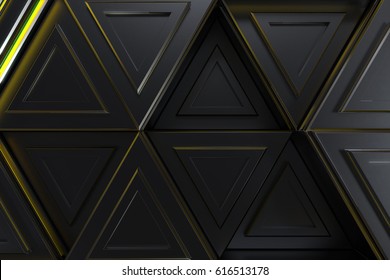 Pattern Black Triangle Prisms Yellow Glowing Stock Illustration ...