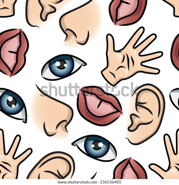 Pattern Depicting Illustrations Five Senses Seamlessly Stock ...