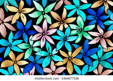 Pattern Flowers Different Sizes Different Colors Stok İllüstrasyon ...