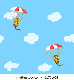 Children Parachute Monkey Wallpaper Stock Vector (Royalty Free ...