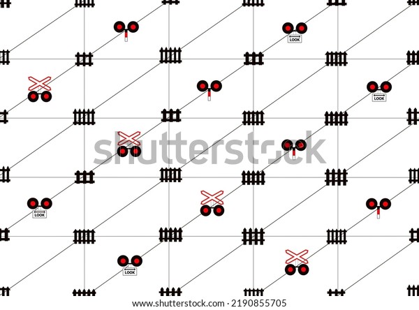Pattern Railway Crossing Signs Semaphores Motives Stock Illustration ... Pattern Railway Crossing Signs Semaphores Motives Stock Illustration ...