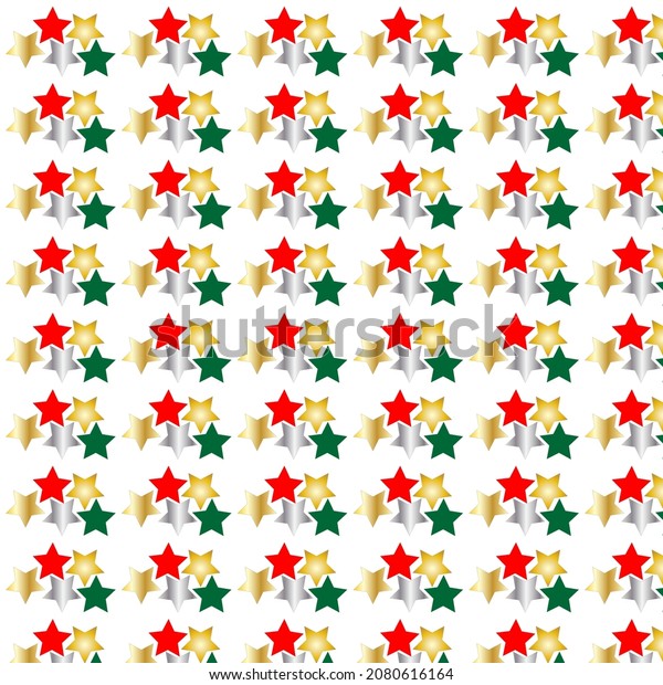 Pattern Red Green Gold Silver Stars Stock Illustration 2080616164 ...