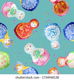 Pattern Russian Nesting Dolls Flowers On Stock Illustration 1734968138 ...