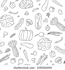 Vegetables Doodle Drawing Collection Vegetable Such Stock Vector ...