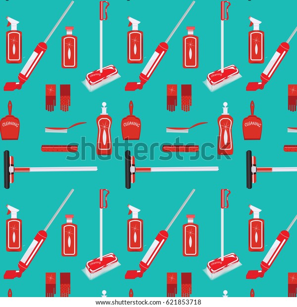 Pattern Service Sector Set Cleaning Products 스톡 일러스트 621853718 ...
