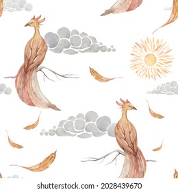 Pattern Watercolor Feather Elements Phoenix Bird Stock Illustration ...