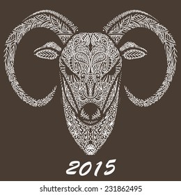 Patterned Rams Head Symbol New Year Stock Vector (Royalty Free) 225112909