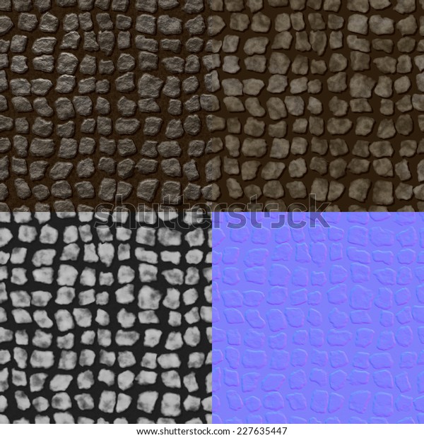 Pavement seamless generated texture (with diffuse, bump and normal map)