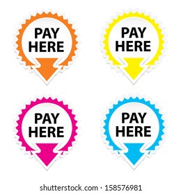 Pay Here Button Icon Sticker Symbols Stock Illustration 158576981 ...