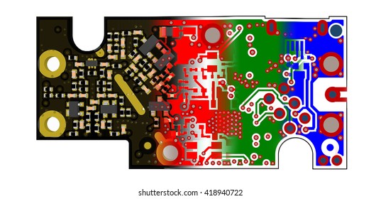 Pcb Design Concept 3d Pcb View: ภาพประกอบสต็อก 418940722