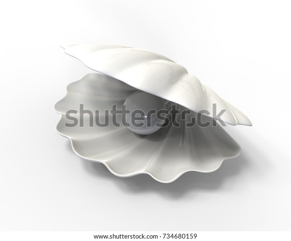 Pearl Inside Seashell 3d Illustration Isolated Stock Illustration ...