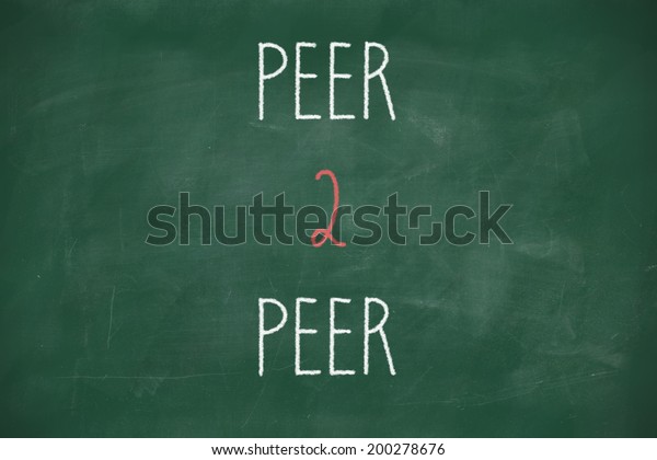Peer 2 Peerhandwritten On School Blackboard Stock Illustration 200278676
