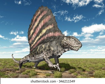 Pelycosaur Dimetrodon Computer Generated 3d Illustration Stock ...