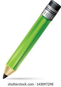 Vector Simple Green Pencil Icon Isolated: стоковая векторная графика ...