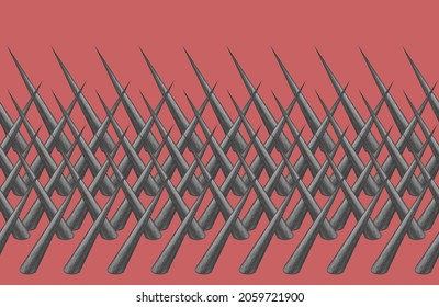 Pencildrawn Spikes Dramatic Seamless Border On Stock Illustration ...