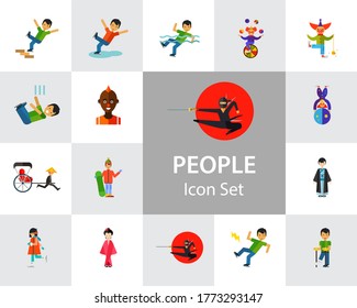 People Icons Set Twenty Two Multicolored Stock Illustration 1708274056
