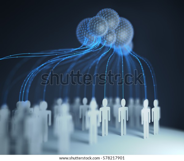 People World Interconnected Through Shared Computer Stock Illustration ...