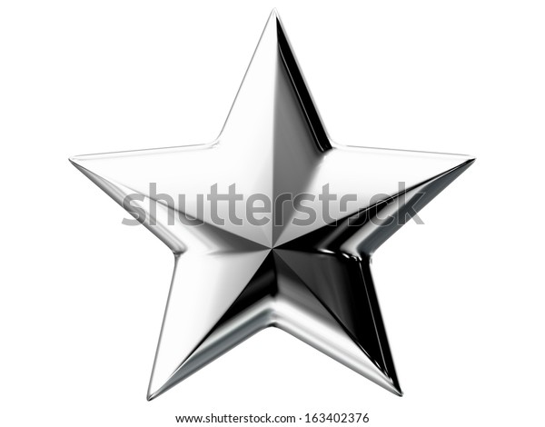 Perfect Five Pointed Silver Star Isolated Stock Illustration 163402376