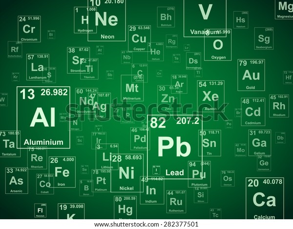 Periodic Table Elements Green Background Illustration Stock ...
