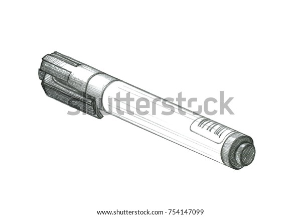 Permanent Marker Whiteboard Marker Linear Drawing Stock Illustration ...