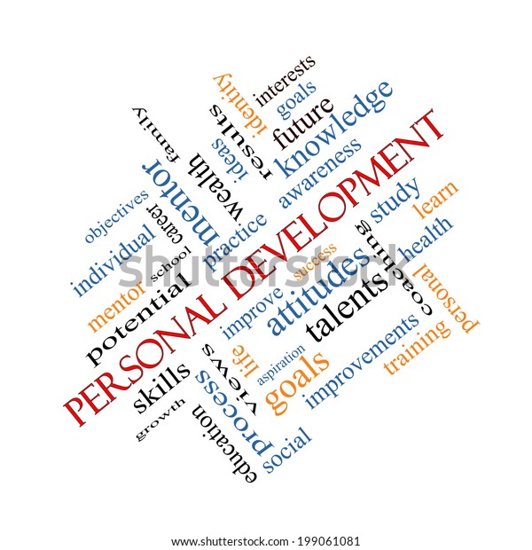 Personal Development Word Cloud Concept Angled Stock Illustration ...