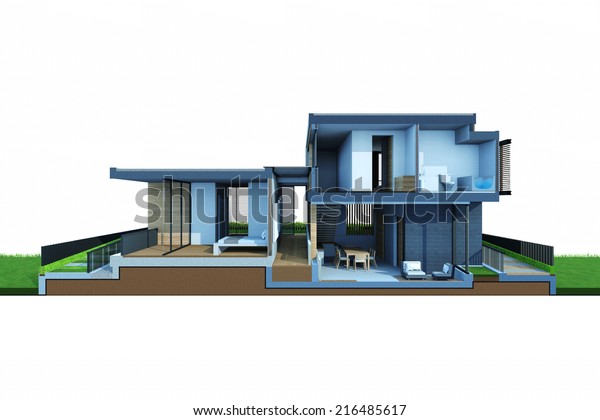 Perspective Section Views House Construction Space Stock Illustration ...