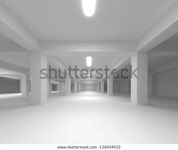 Perspective View Abstract White Empty Underground Stock Illustration ...