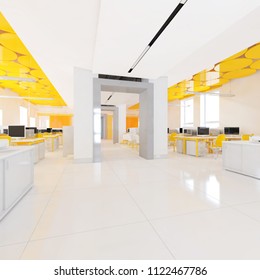 Perspective View Color Office Interior Row Stock Illustration 1122467786