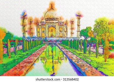29 Taj mahal perspective Stock Illustrations, Images & Vectors ...