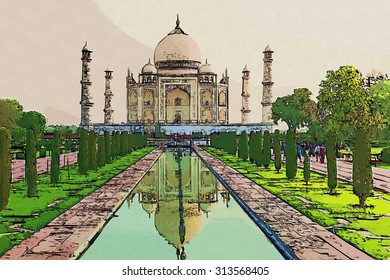 29 Taj mahal perspective Stock Illustrations, Images & Vectors ...