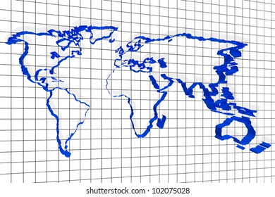 Perspective World Map On Wall Background Stock Illustration 102075028 ...