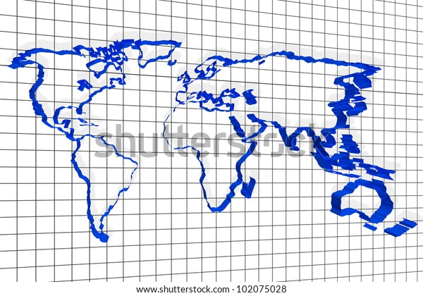 Perspective World Map On Wall Background Stock Illustration 102075028 ...