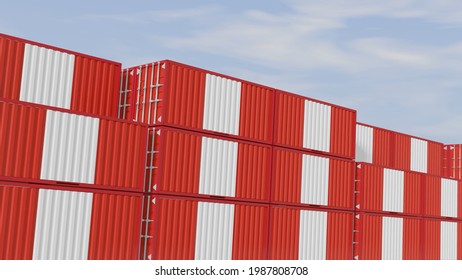 Peru Flag Containers Located Container Terminal Stock Illustration ...