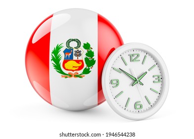 Peruvian Flag Clock Time Peru 3d Stock Illustration 1946544238 ...