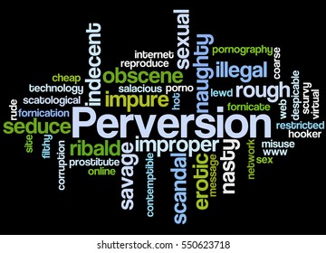Perversion Word Cloud Concept On Black Stock Illustration 550623718 ...