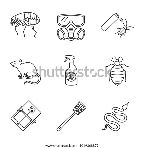 Pest Control Linear Icons Set Flea Stock Illustration 1019368879