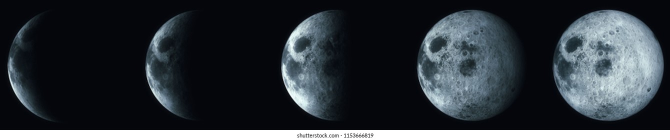 Phases Moon Waxing Crescent First Quarter Stock Photo (Edit Now) 1199154205