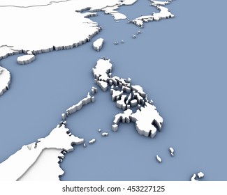 Philippines Map 3d Rendering Stock Illustration 453227125 | Shutterstock