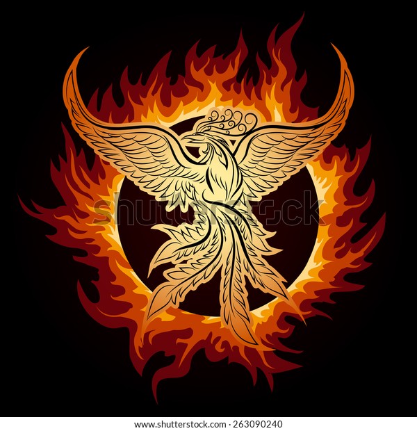 Phoenix Flying Ring Fire Stock Illustration 263090240