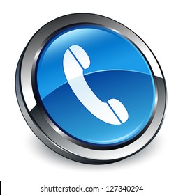Phone Icon 3d Blue Button : illustration de stock 127340294 | Shutterstock