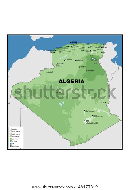 Physical Map Algeria Stock Illustration 148177319 | Shutterstock