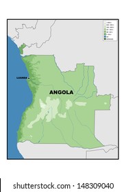 Physical Map Angola 스톡 일러스트 148309040 | Shutterstock