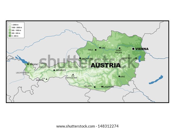Physical Map Austria Stock Illustration 148312274 | Shutterstock