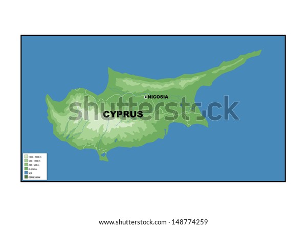 Physical Map Cyprus Stock Illustration 148774259 | Shutterstock