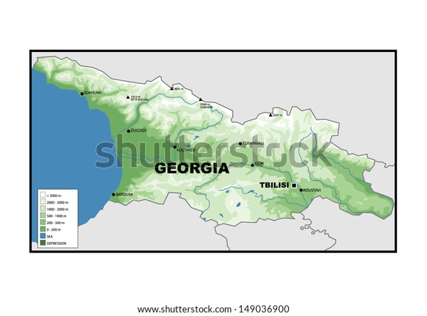 Physical Map Georgia Stock Illustration 149036900 | Shutterstock