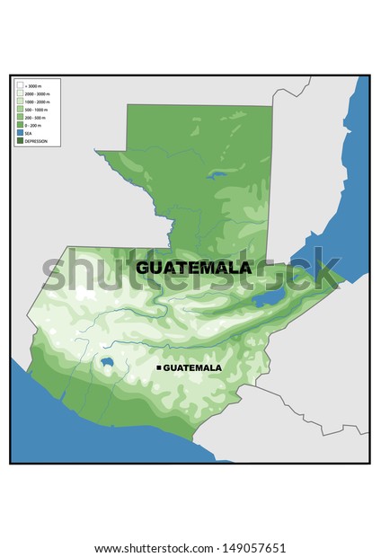 Physical Map Guatemala Stock Illustration 149057651 | Shutterstock